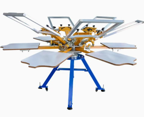 Colour 8 Station Screen Printing Machine – Heavy-Duty Rotary Press for ...